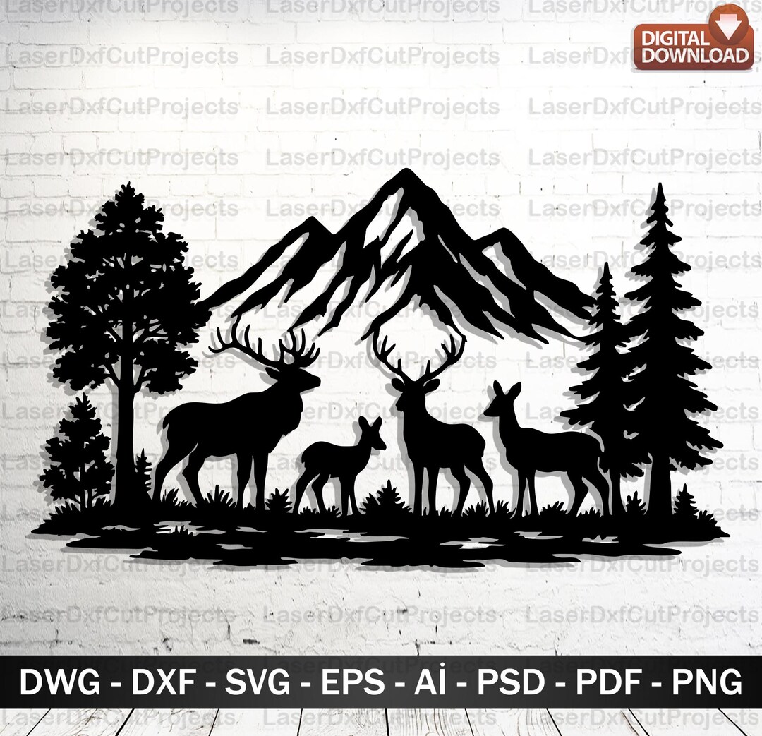 Deer Mountain Laser Cut File: CNC, Cricut, Vinyl (digital Download) - Etsy
