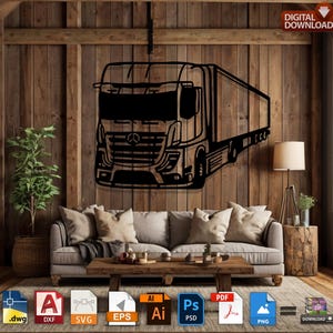Mercedes Truck Laser Cut DXF File Wall Art Decor Vector for CNC Metal ...