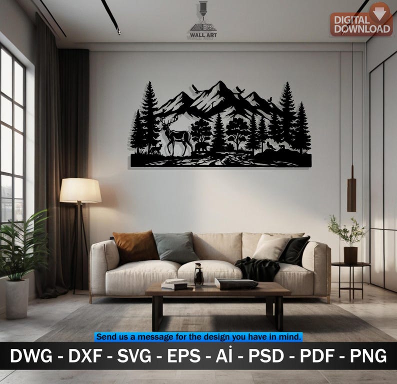 Wildlife Forest Scene DXF File – CNC Laser Cut Metal Wall Art (digital ...
