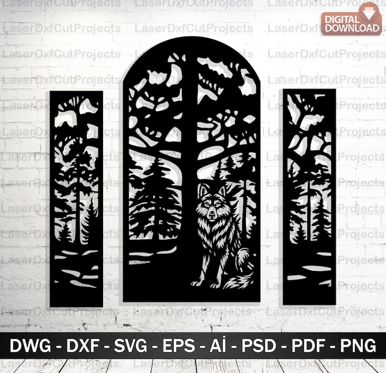Wolf Gate Panel Design: Laser Cut CNC Metal Art (digital File) - Etsy