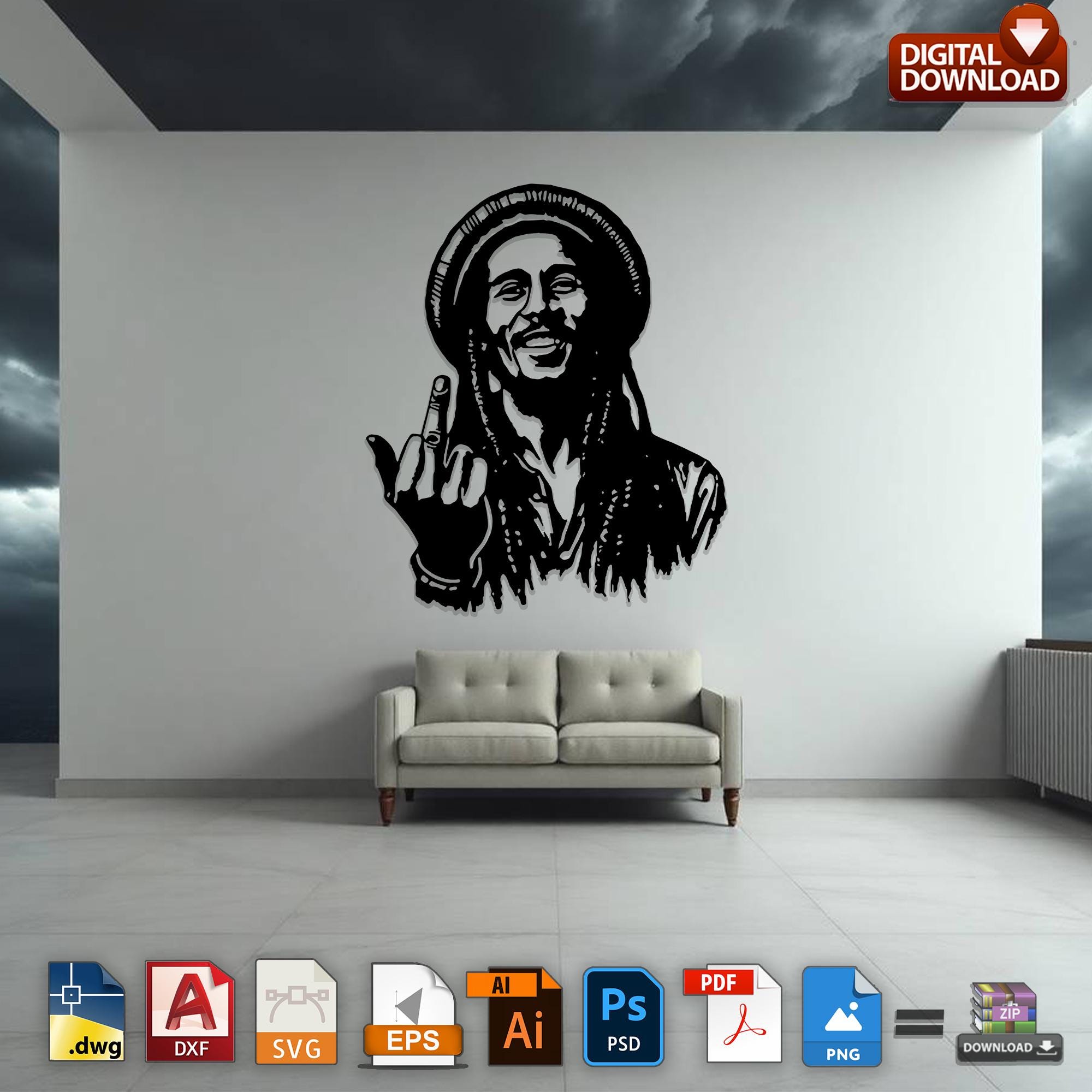 Bob Marley Laser Cut File: CNC Engraving, Wall Art (digital Download ...