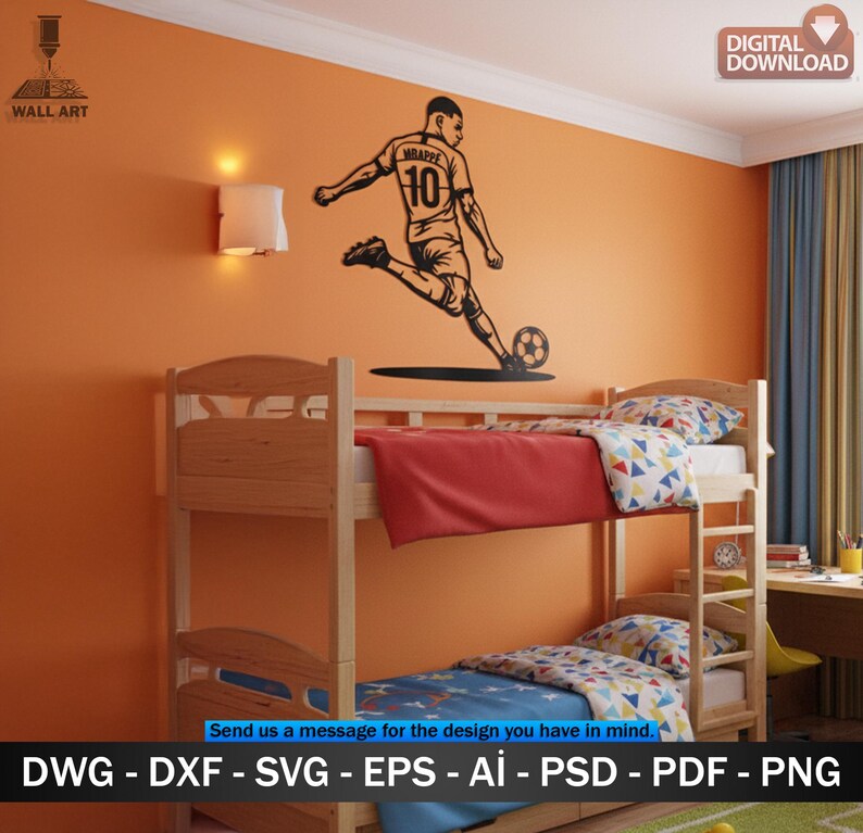Kylian Mbappé SVG DXF – Laser Cut Metal Wall Art Digital File for CNC ...