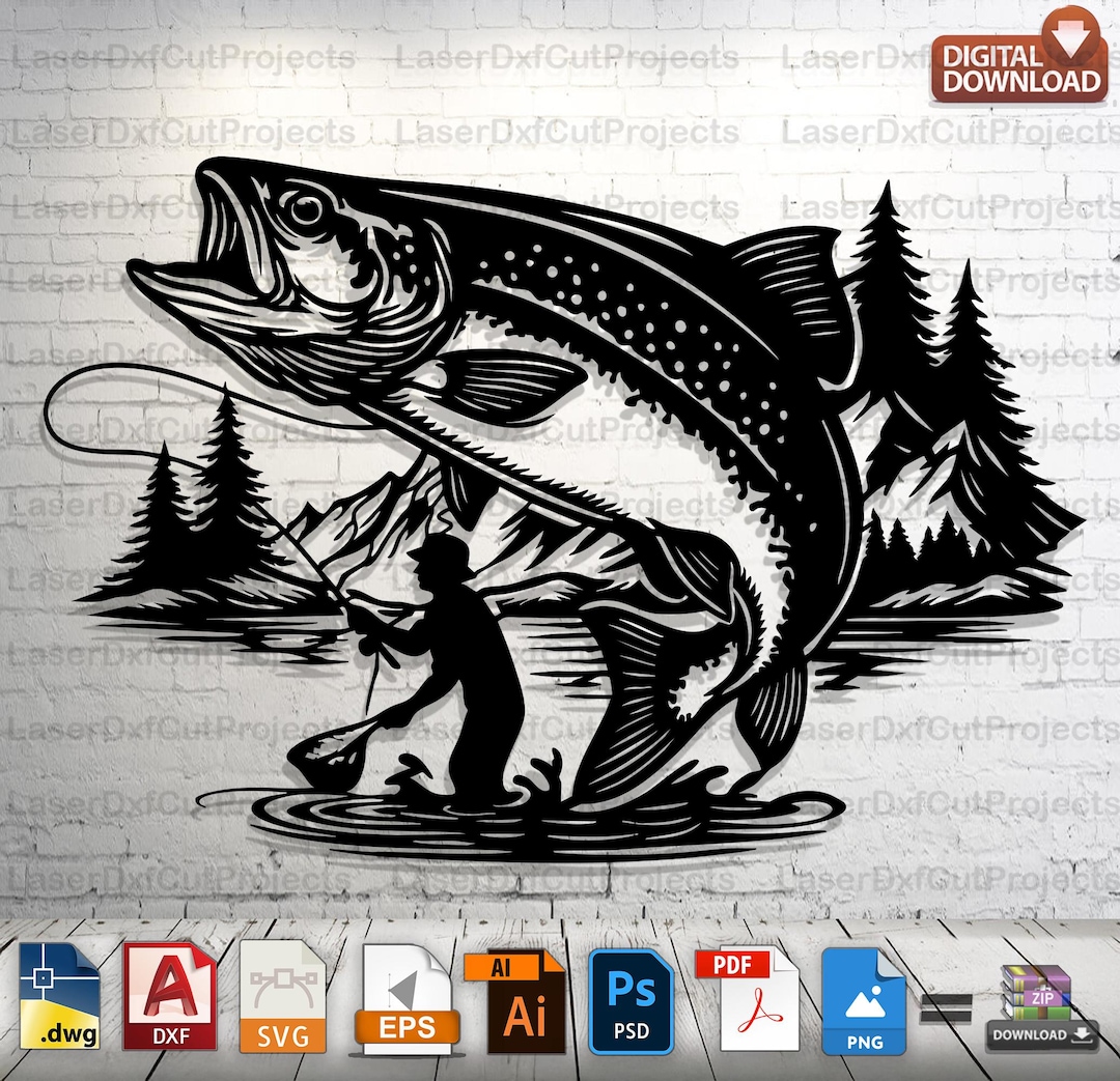 Nature and Fishing Wall Decor DXF File – CNC Plasma Laser Cut SVG ...
