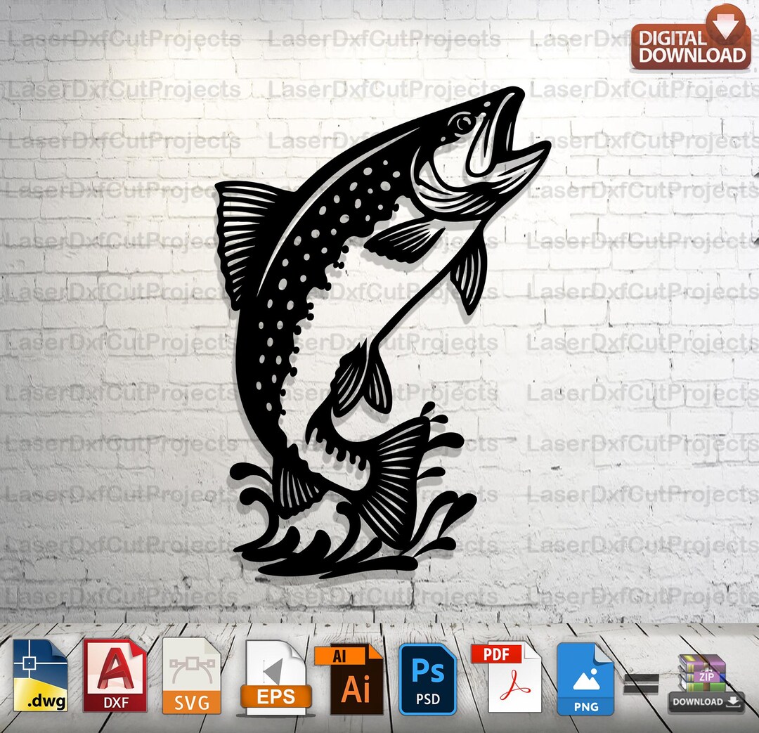 Trout Wall Art SVG DXF: Laser Cut Fish Design (digital Download) - Etsy