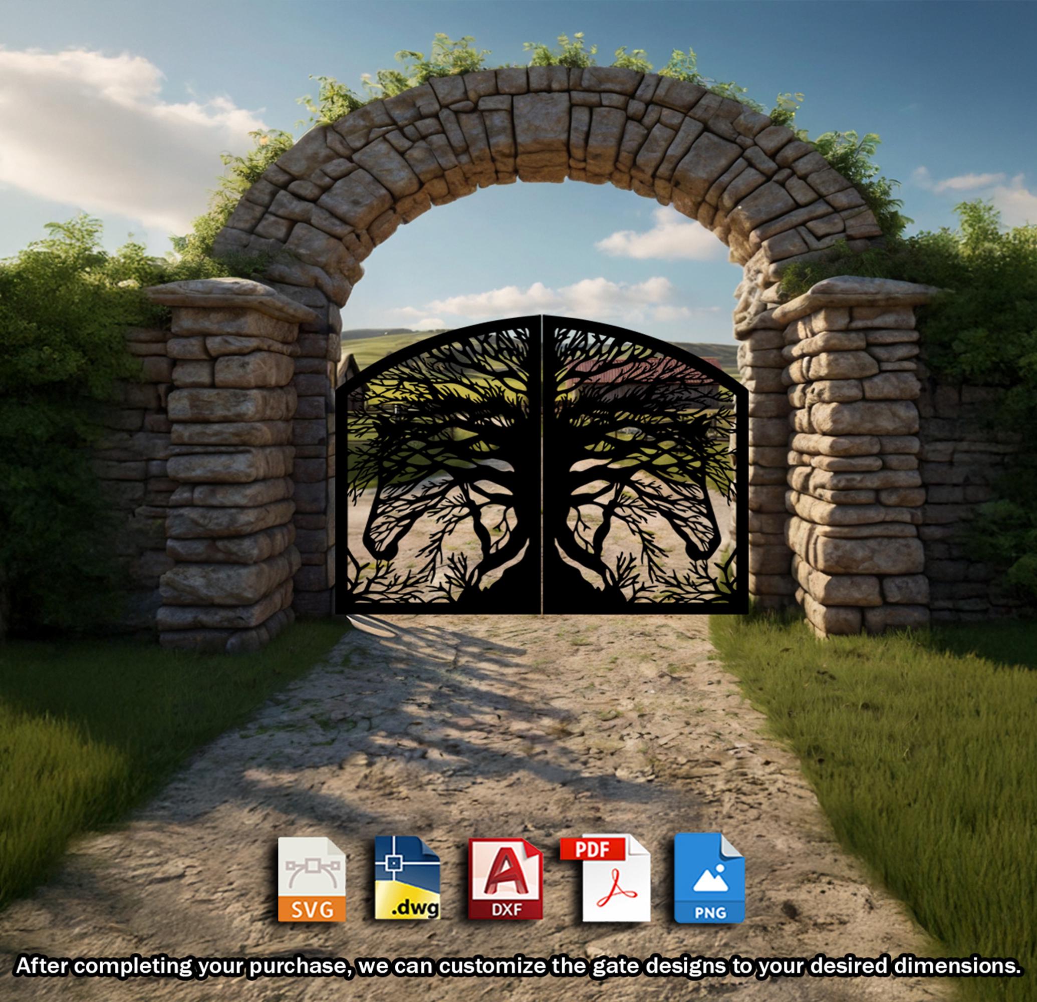 Farm and Home Gate Designs DXF Files – Tree, Bear, Deer, Horse Metal ...