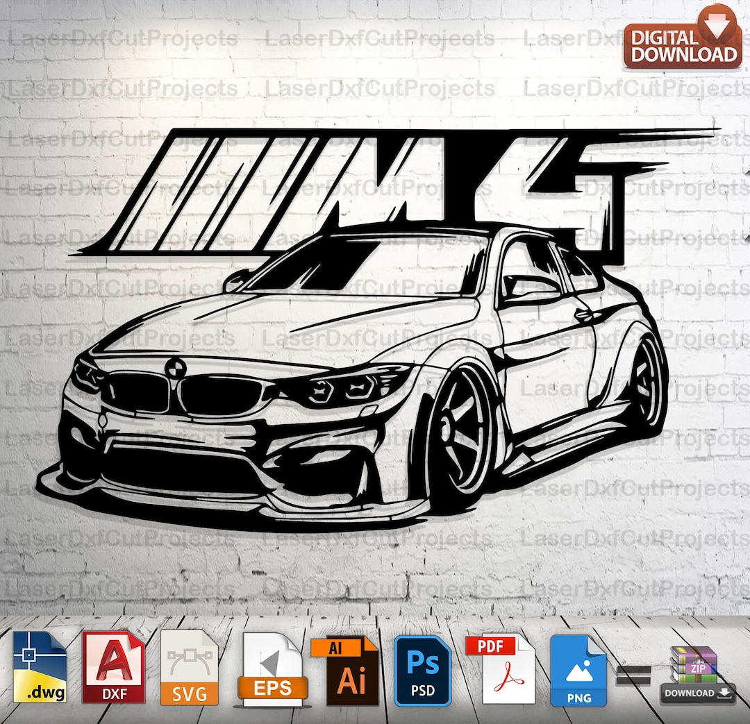 Bmw M4 Laser Cut Wall Art DXF & SVG File – Digital Download for Metal ...