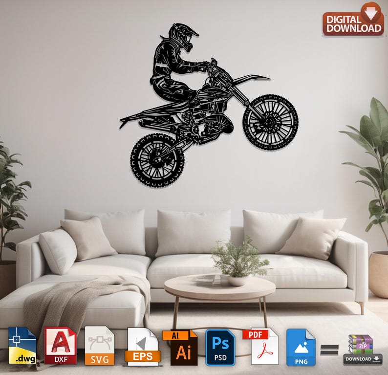Motocross Rider SVG DXF: Laser Cut File for CNC, Cricut (digital ...