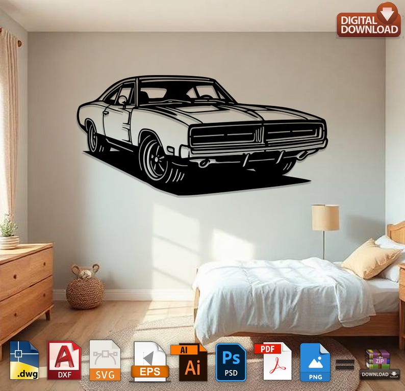 1970 Dodge Charger Laser Cut File: CNC, Plasma, Cricut (digital ...