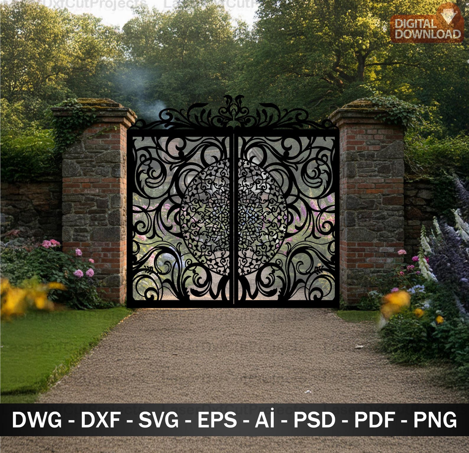 CNC Laser Cut Gate Grill Panel Designs: Villa & Mansion (digital ...