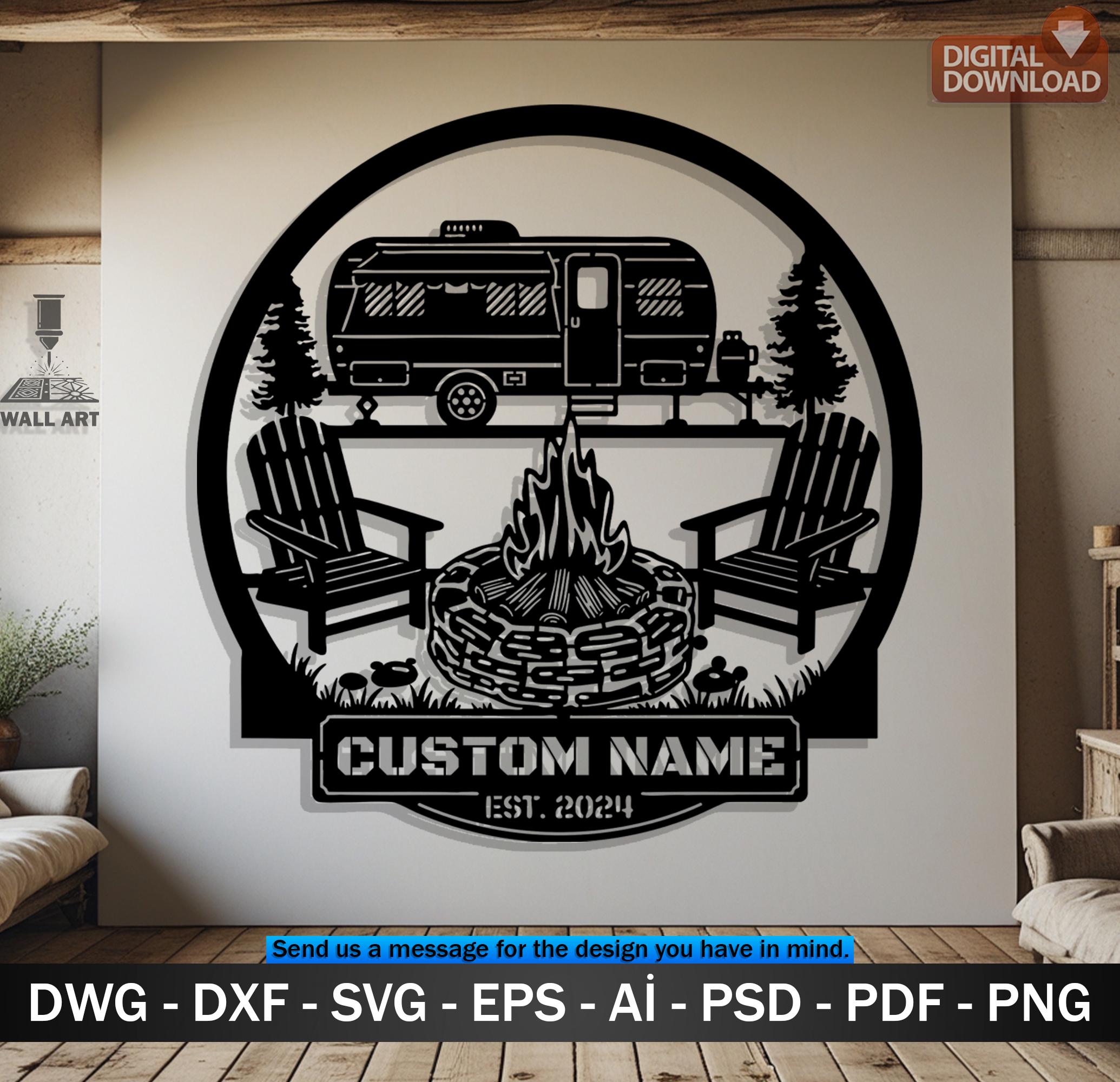 Camping Caravan Sign DXF SVG – Laser Cut File, Outdoor Decor (digital ...