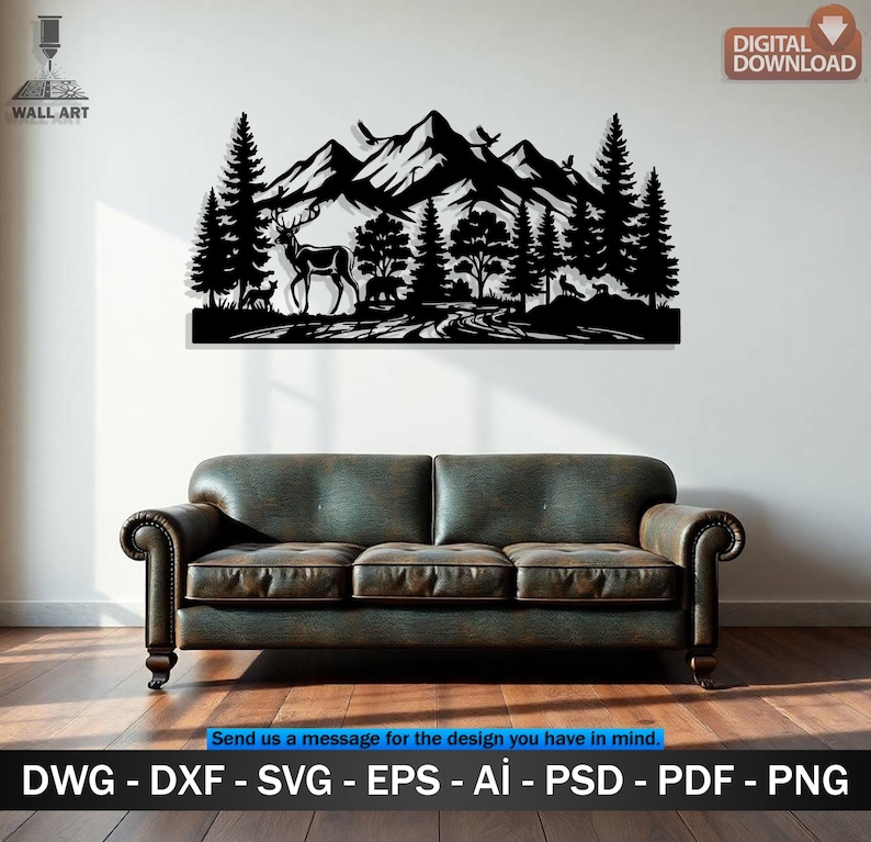 Wildlife Forest Scene DXF File – CNC Laser Cut Metal Wall Art (digital ...