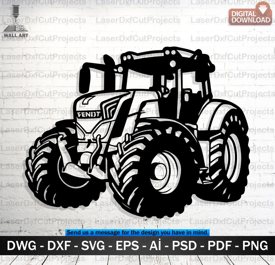 Modern European Farm Tractor SVG DXF – Laser Cut CNC Agricultural Wall ...