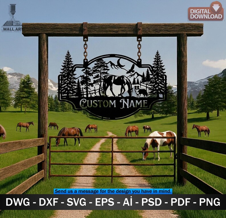 Personalized Horse & Dog Ranch Sign Template – Laser Cut File (digital ...