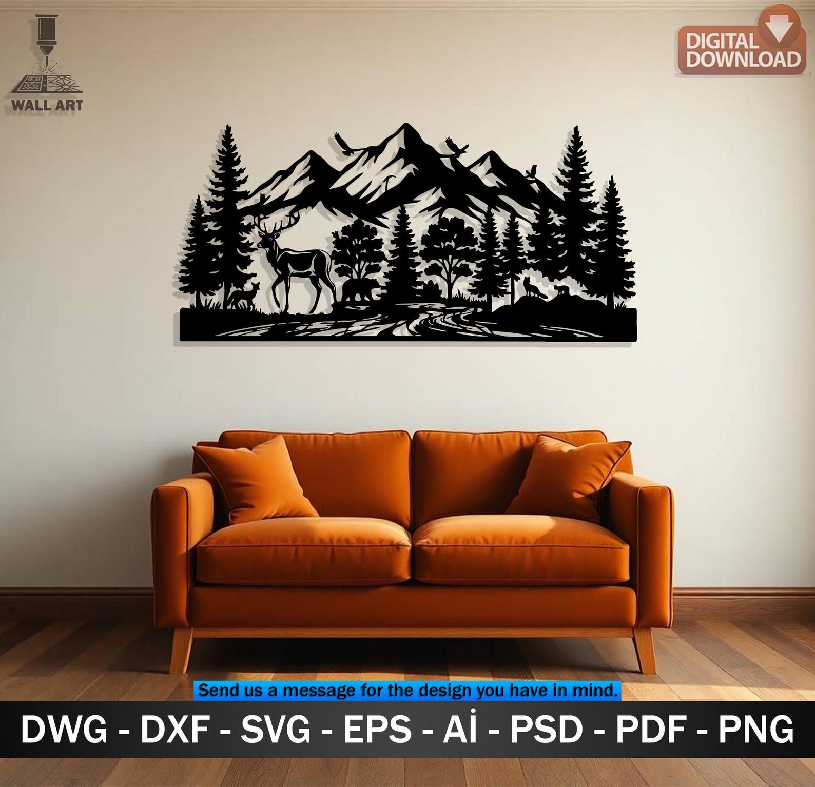 Wildlife Forest Scene DXF File – CNC Laser Cut Metal Wall Art (digital ...