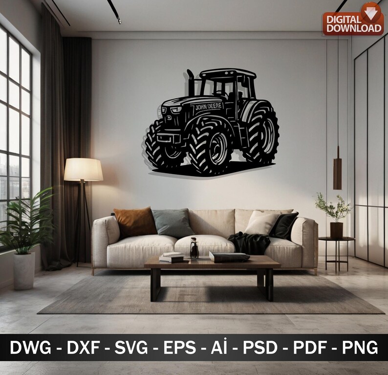 American Farm Tractor DXF File | Laser Cut CNC Wall Art Vector ...