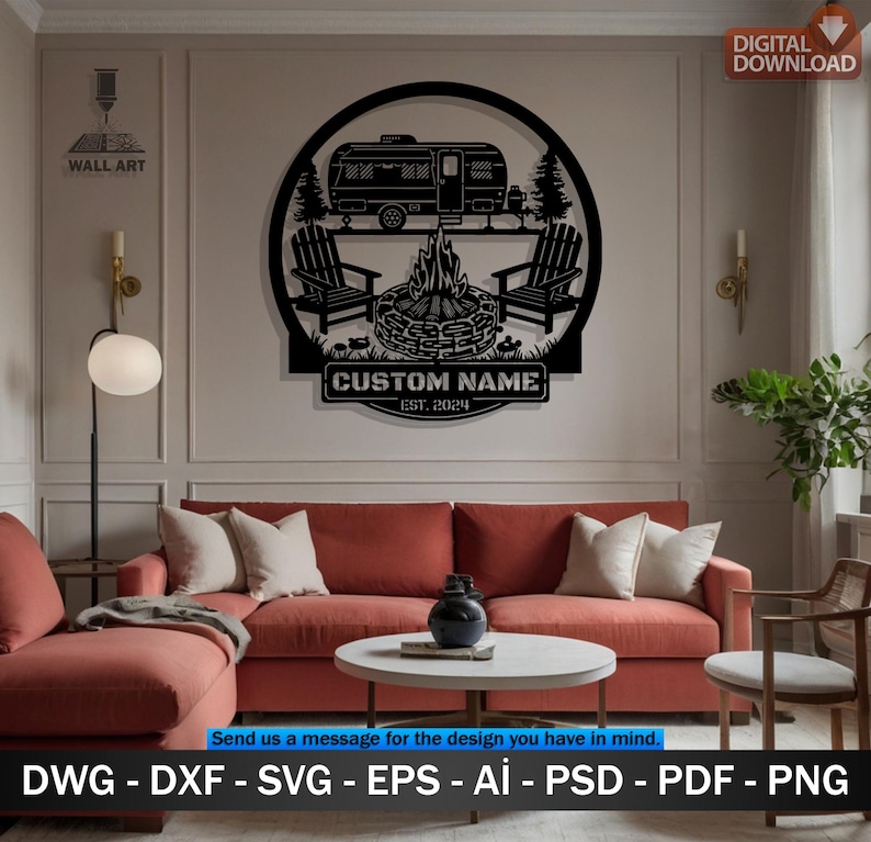 Camping Caravan Sign DXF SVG – Laser Cut File, Outdoor Decor (digital ...