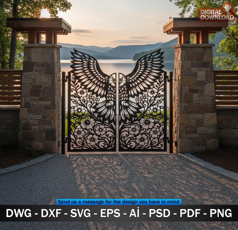 Eagle Pattern Double Gate Panel SVG DXF – Laser Cut CNC Door Design - Etsy