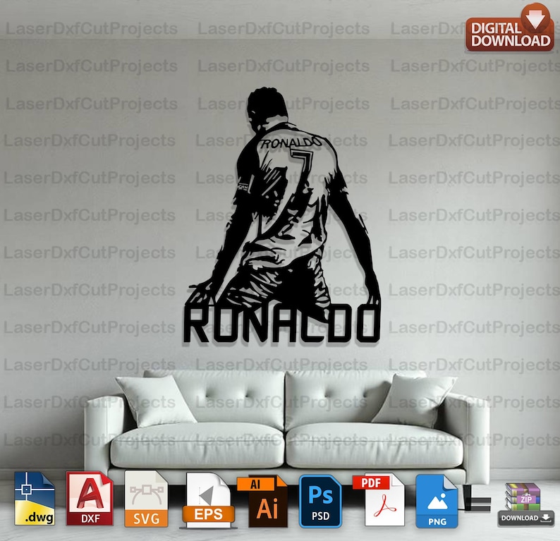 Cristiano Ronaldo Metal Wall Art | Laser Cut DXF SVG Digital File for ...