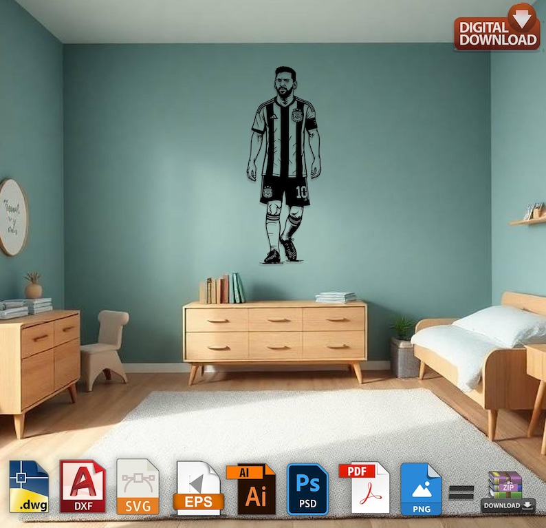 Lionel Messi Laser Cut File: SVG DXF Vector Art (digital Download - Etsy