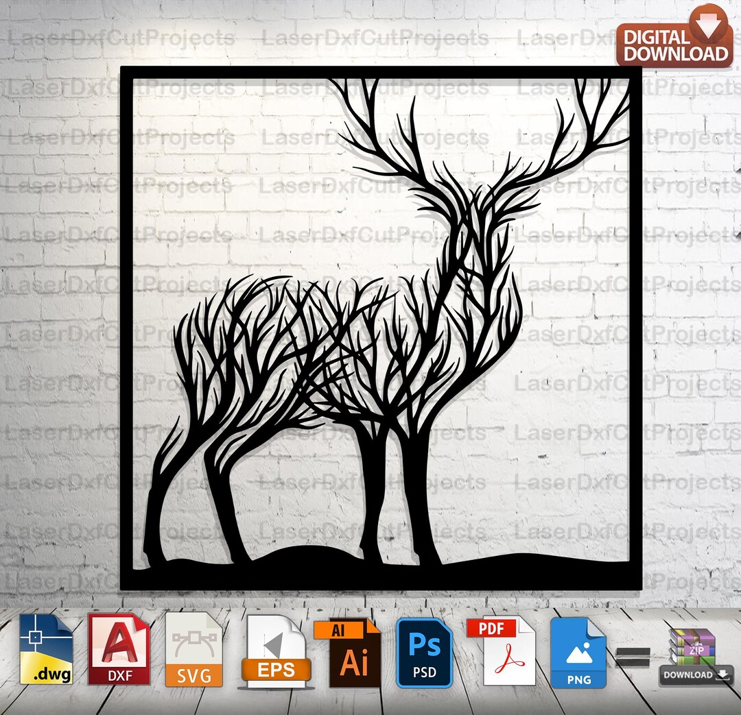 Deer Wall Art: Laser Cut Files for CNC, Glowforge (digital Download) - Etsy