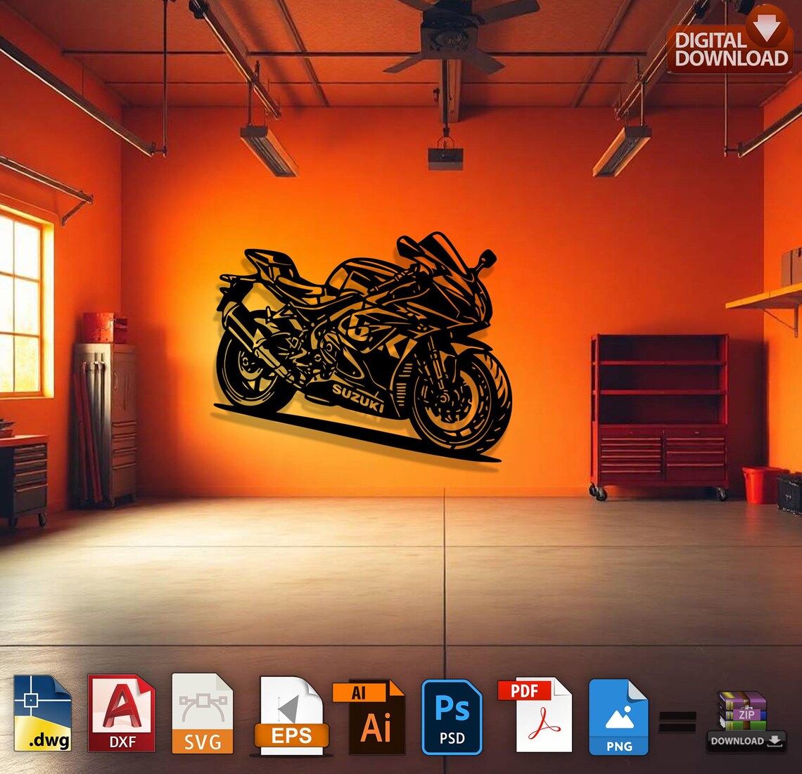 Japanese Sport Motorcycle Laser Cut File: CNC Wall Art (digital ...