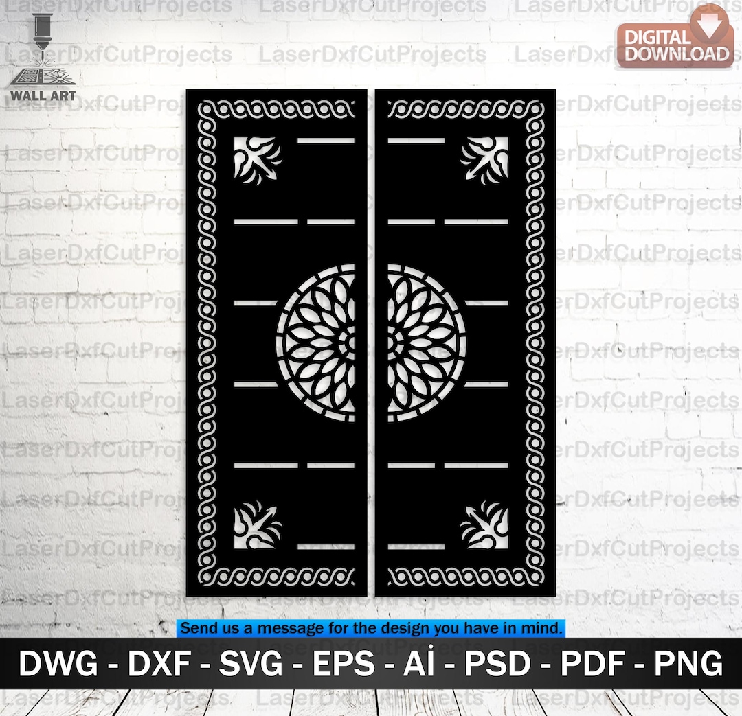 Entrance Gate Design SVG DXF – CNC Laser Cut Modern Door Panel Digital ...