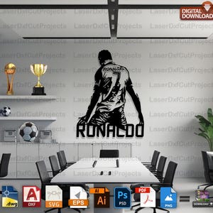 Cristiano Ronaldo Metal Wall Art | Laser Cut DXF SVG Digital File for ...