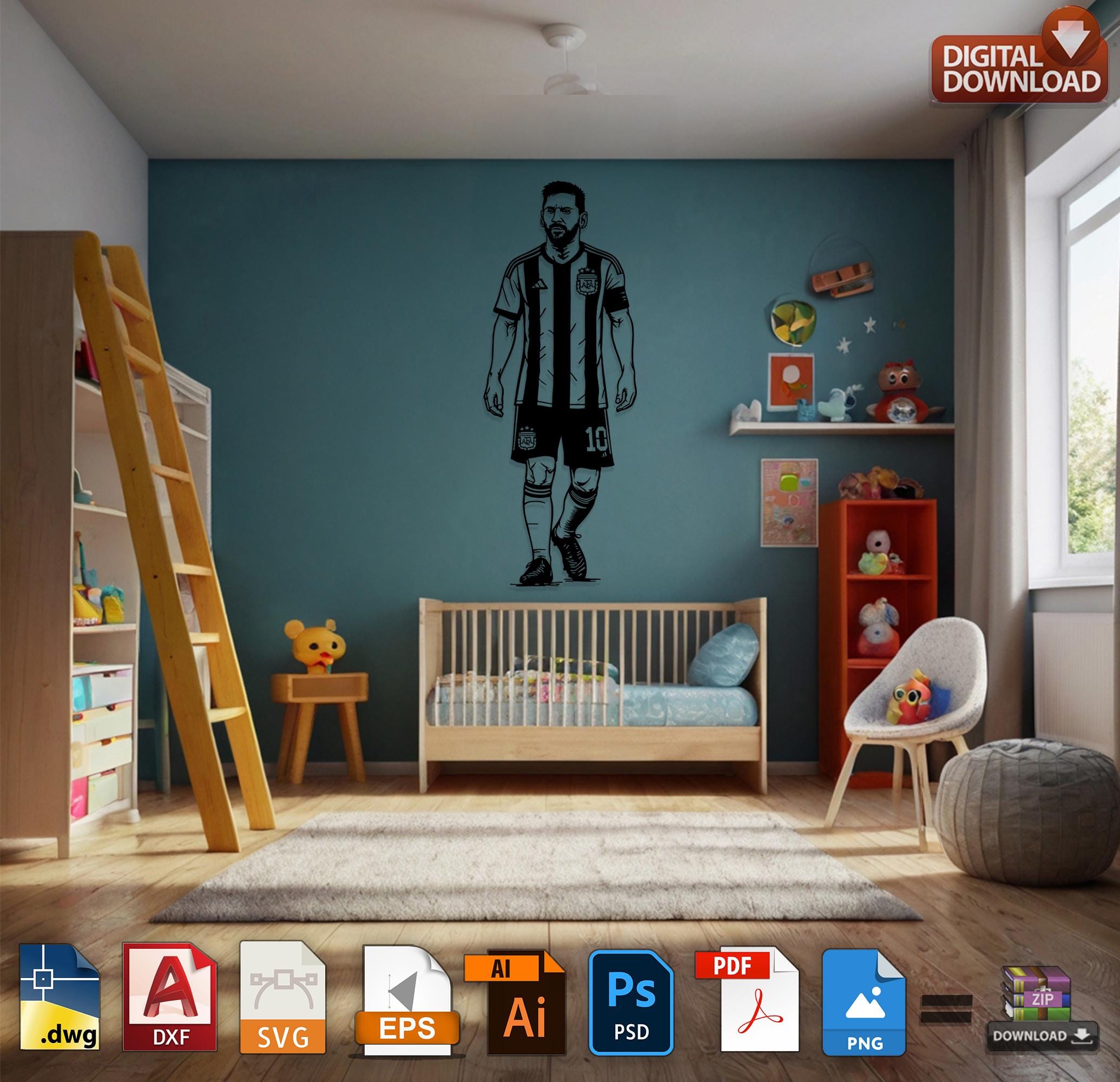 Lionel Messi Laser Cut File: SVG DXF Vector Art (digital Download - Etsy