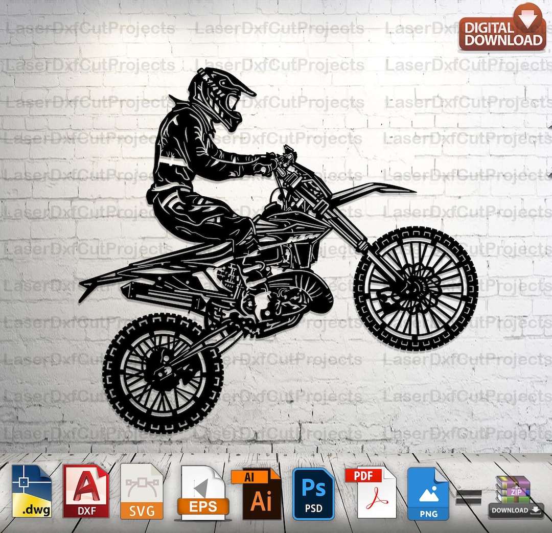Motocross DXF SVG Cut Files for Cricut & CNC – Laser Cut Vector for ...