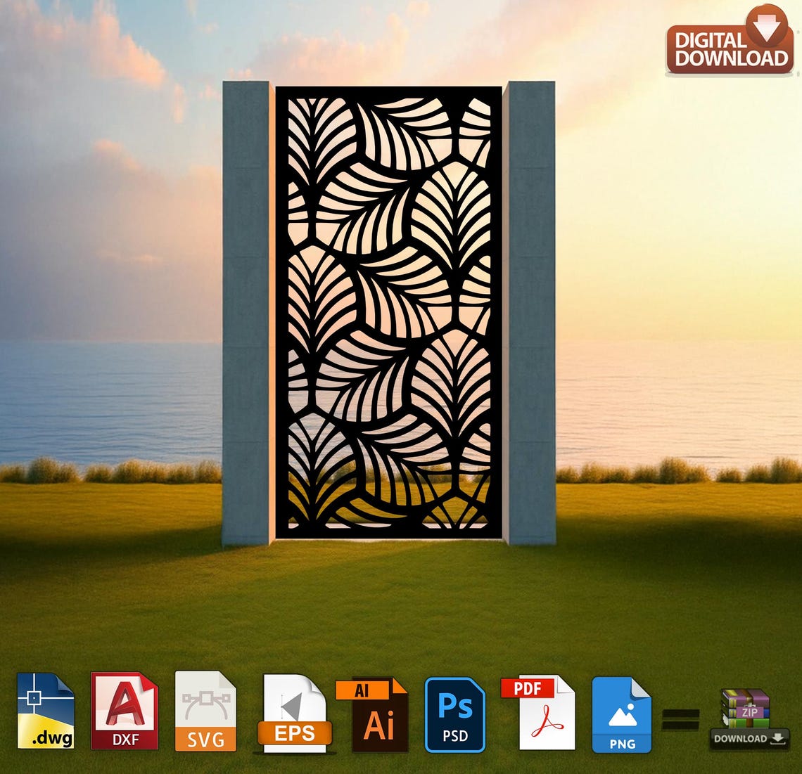 Leaf Pattern Laser Cut Files: CNC Metal Wood Wall Art (DXF SVG Digital ...
