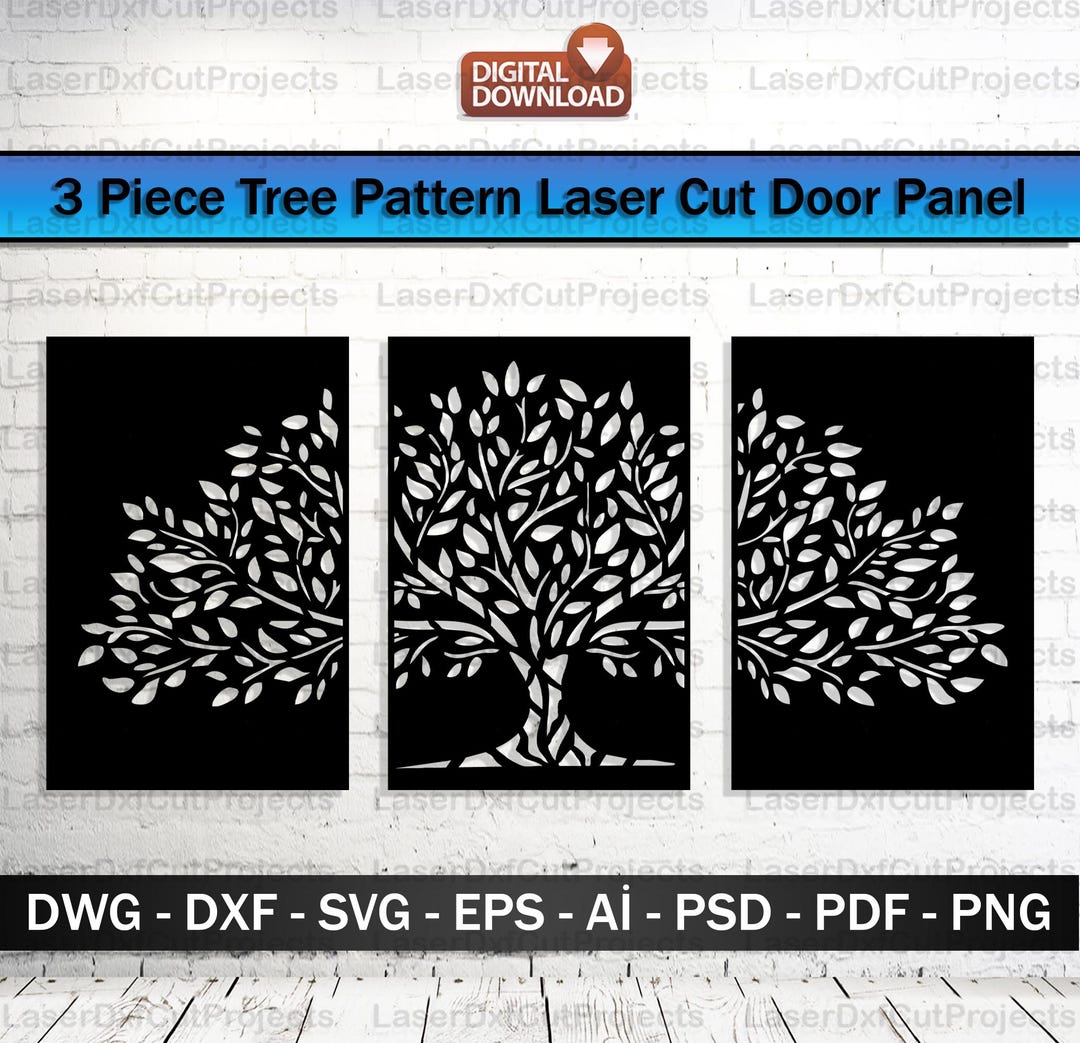 Tree Pattern Laser Cut Door Panel, CNC Vector Design (digital Download ...