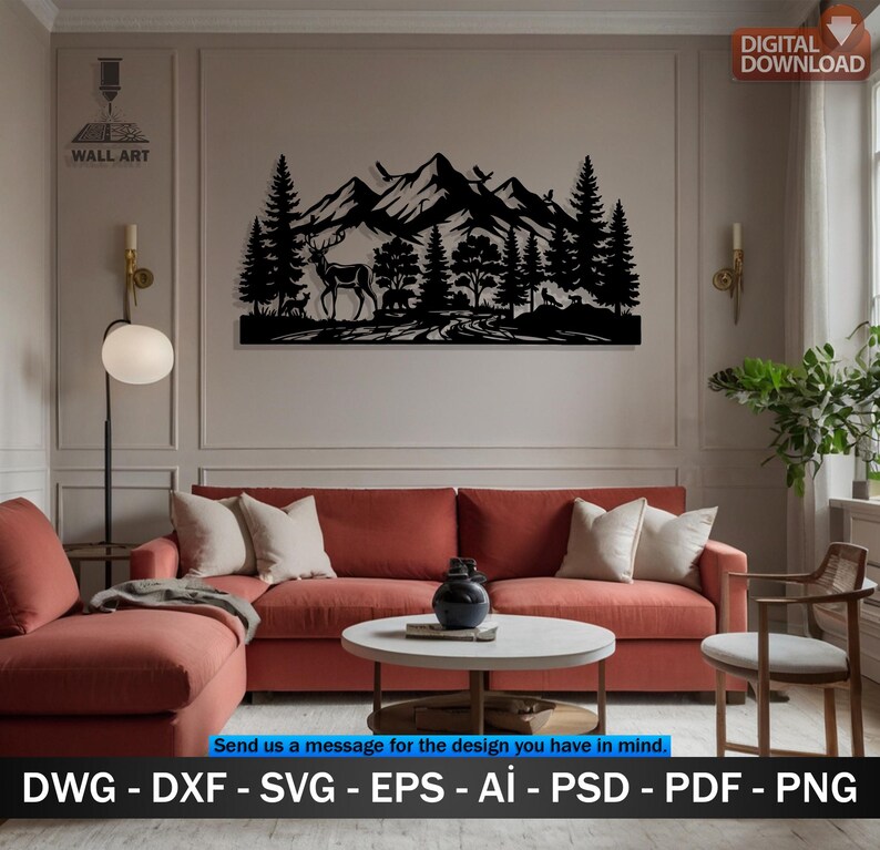 Wildlife Forest Scene DXF File – CNC Laser Cut Metal Wall Art (digital ...