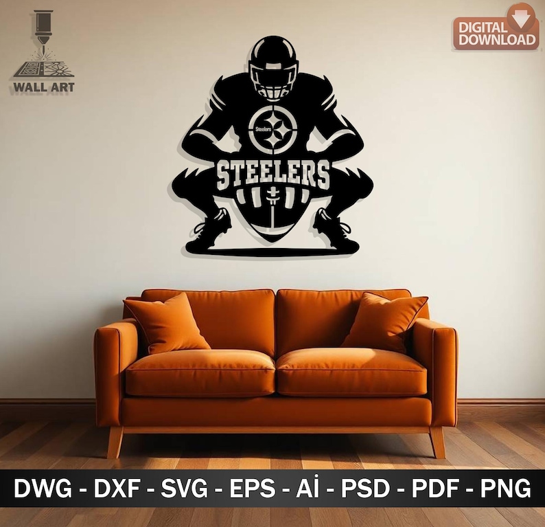 American Football Team Wall Art – Laser Cut CNC Vector Design (digital ...