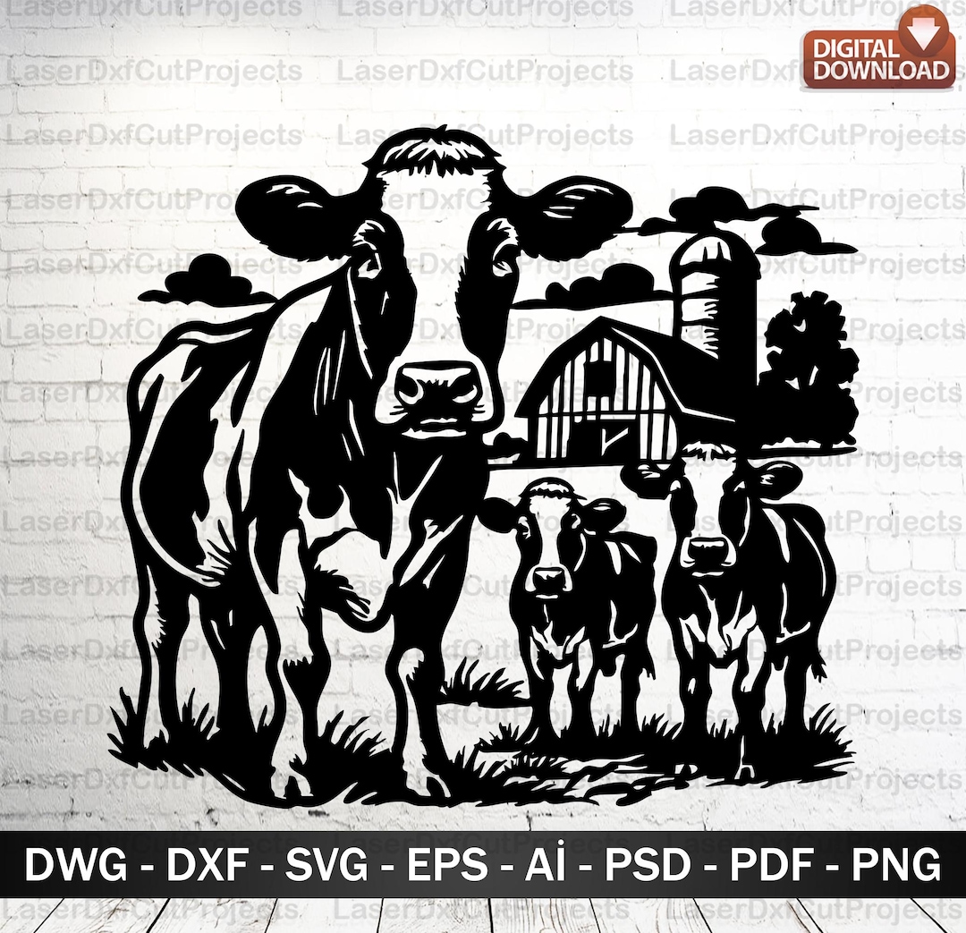 Farm Cow SVG Laser Cut File: Rustic Farmhouse Decor (digital Download ...