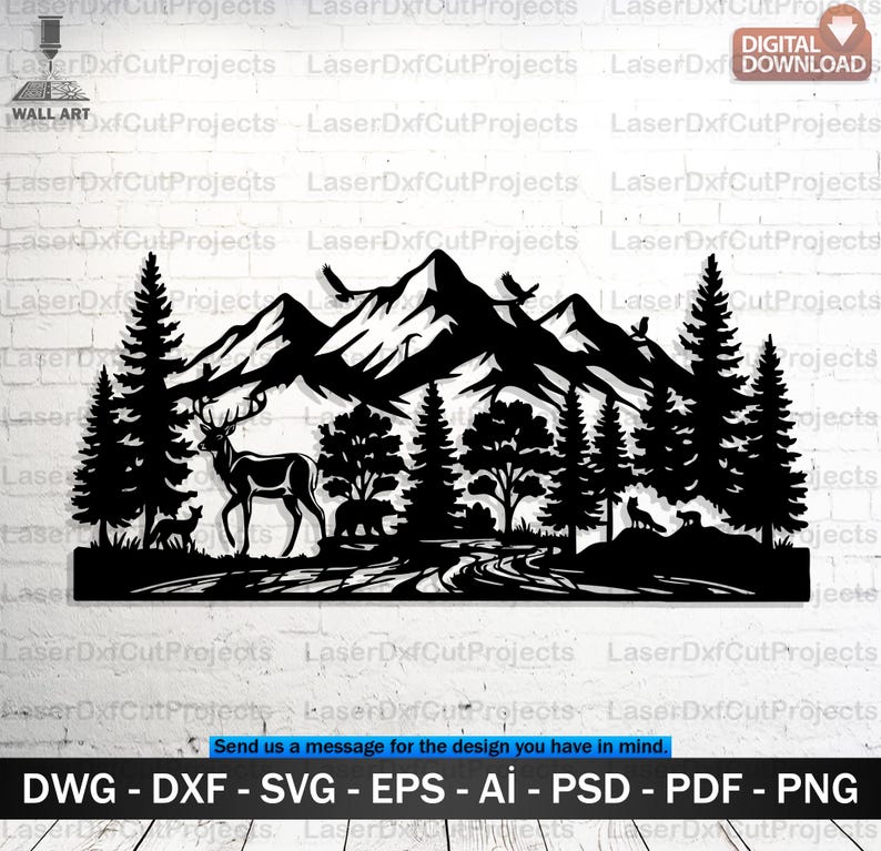 Wildlife Forest Scene DXF File – CNC Laser Cut Metal Wall Art (digital ...