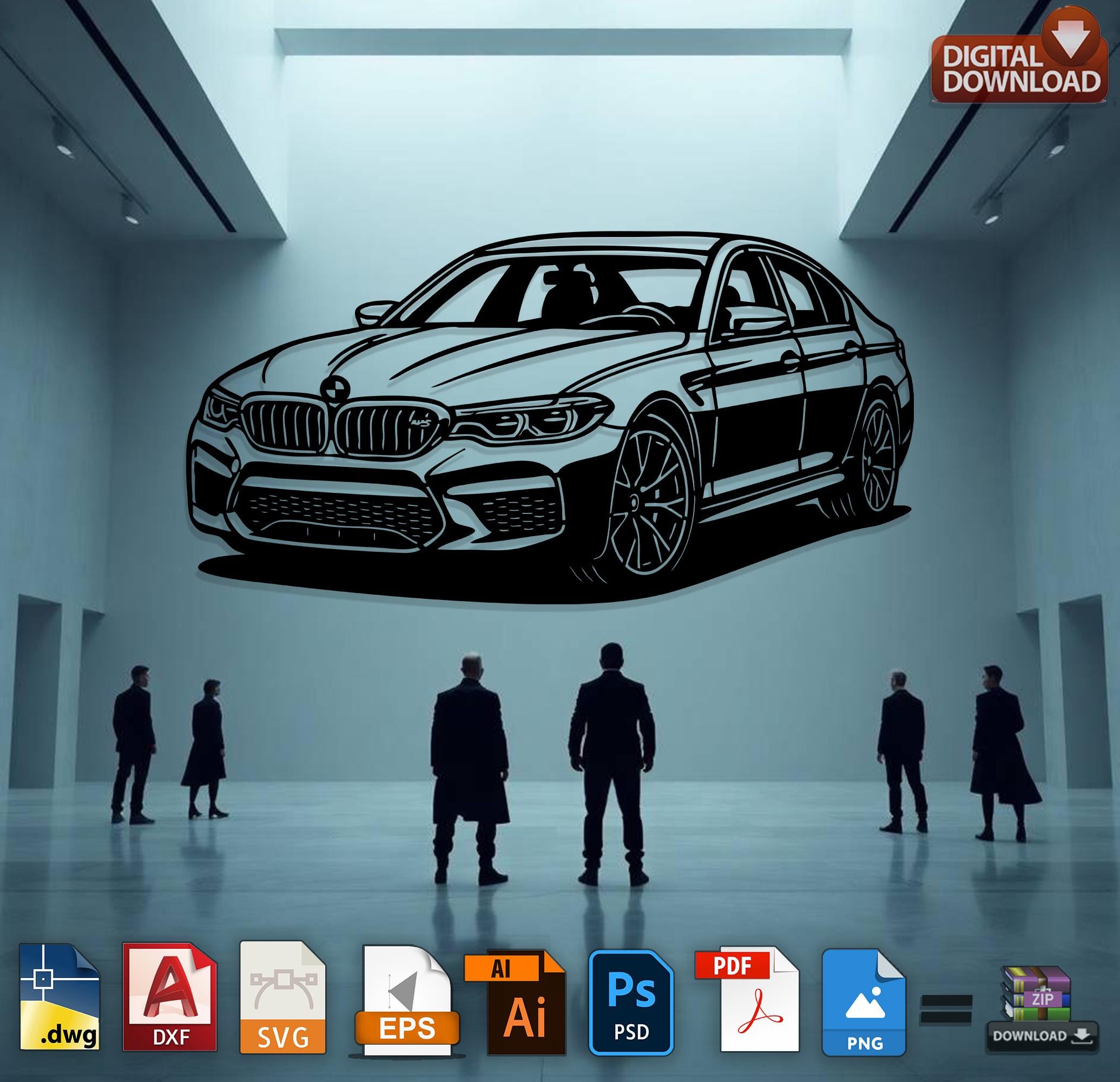 Luxury Sedan Laser Cut File, Car Wall Art (digital Download) - Etsy