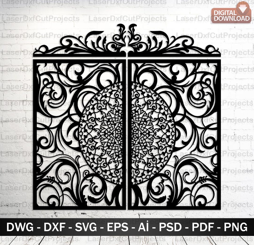 CNC Laser Cut Gate Grill Panel Designs: Villa & Mansion (digital ...