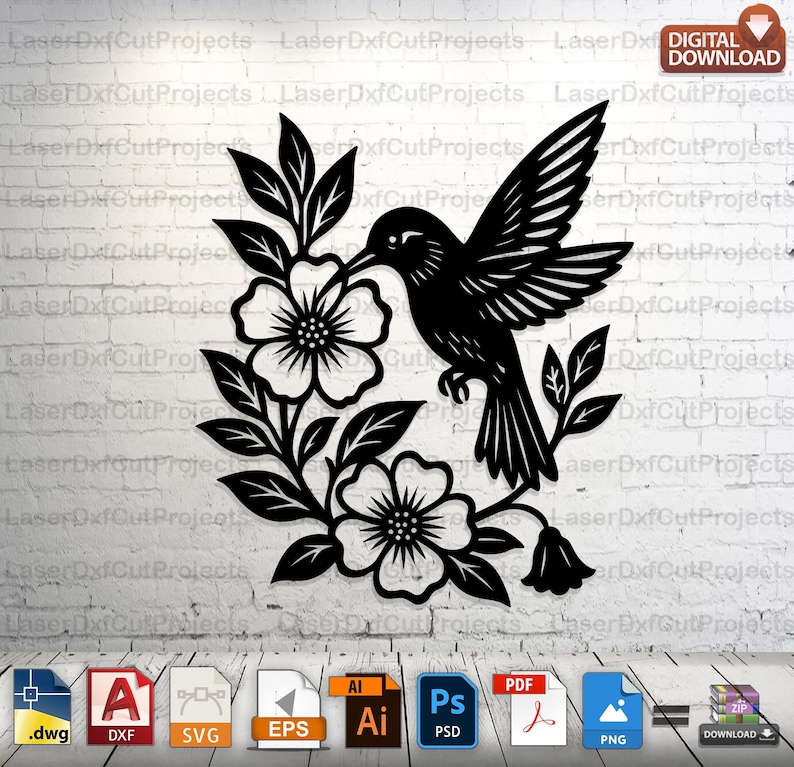 Hummingbird DXF SVG Laser Cut & CNC Vector Files for Metal, Wood ...