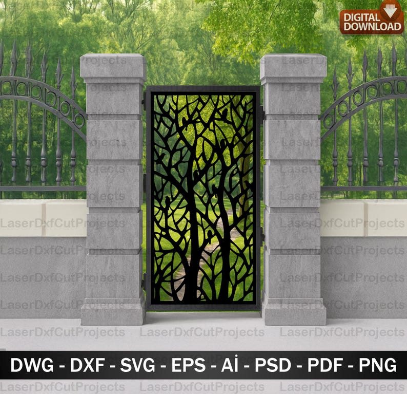 Tree Pattern Panel Design – CNC Laser Cut Vector Files (digital ...