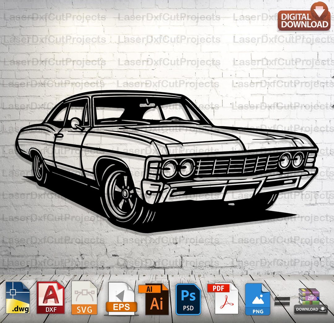 Buy Impala 1967 Laser Cut Wall Art DXF & SVG File – Digital Download ...