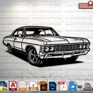 Impala 1967 Laser Cut Wall Art DXF & SVG File – Digital Download for ...