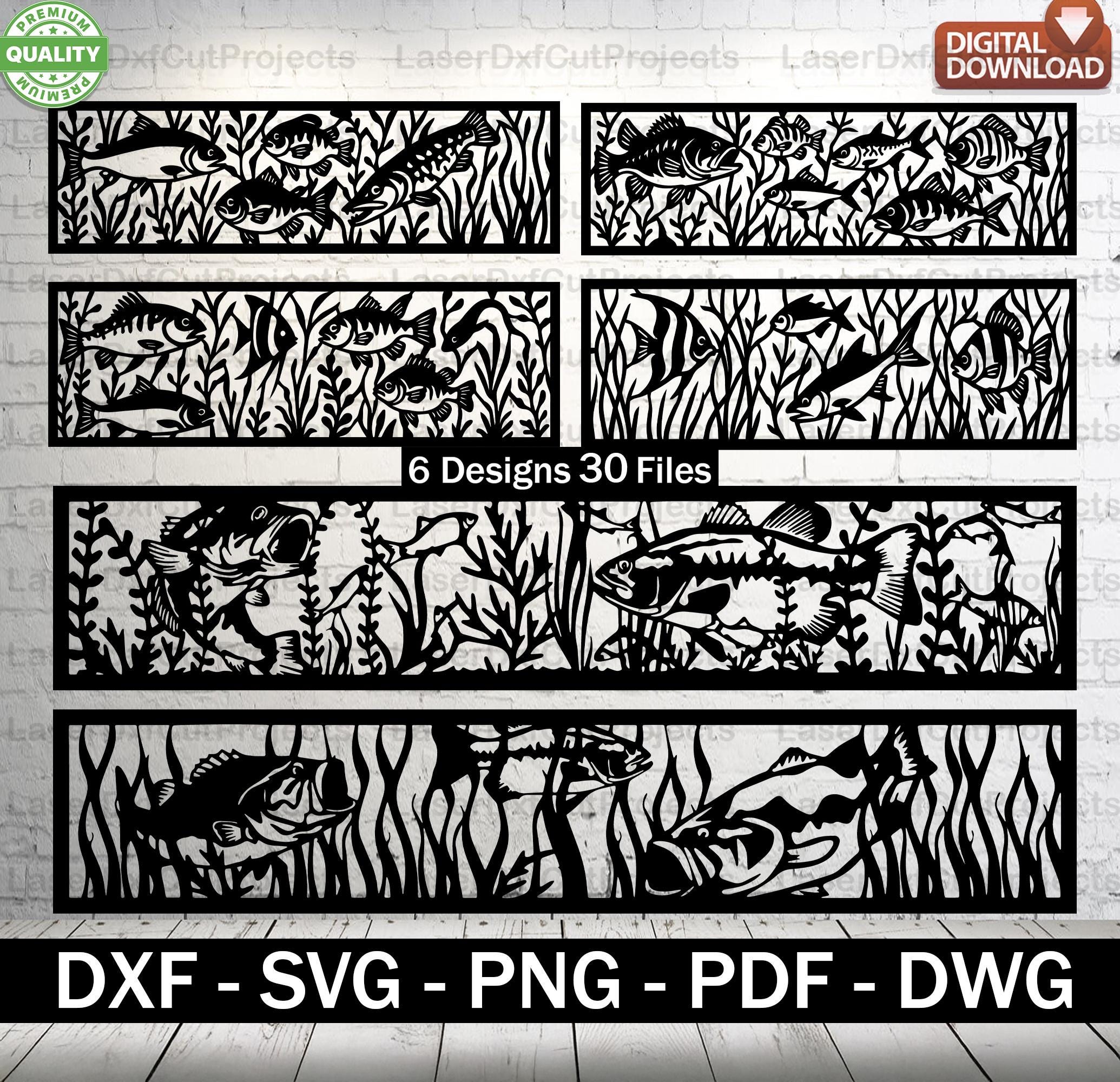 Fish Panel SVG DXF: Wildlife Vector Art for CNC Laser Cut (digital ...
