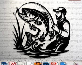 Fishing Svg, Wildlife Scene DXF Files for Plasma, Laser Cutting, Cnc ...