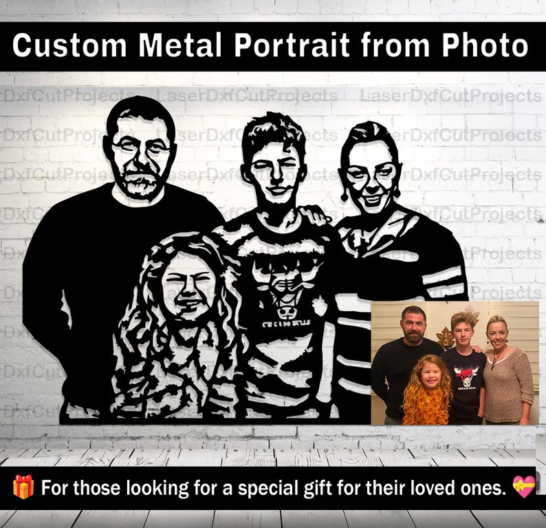 Custom Metal Portrait: Laser Cut Photo Sculpture, Personalized Wall Art ...
