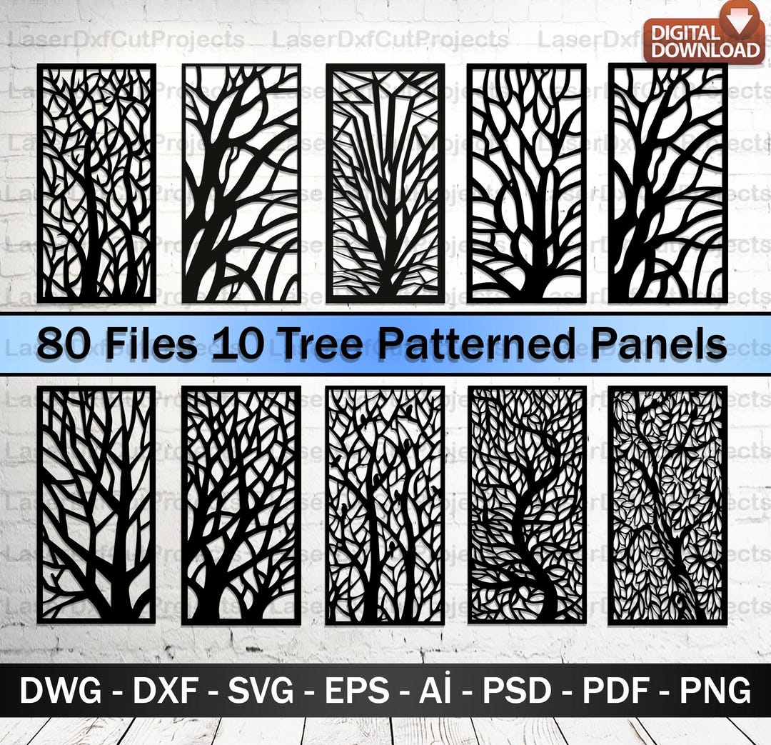 Tree Pattern Panel Design – CNC Laser Cut Vector Files (digital ...