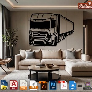 Mercedes Truck Laser Cut DXF File Wall Art Decor Vector for CNC Metal ...