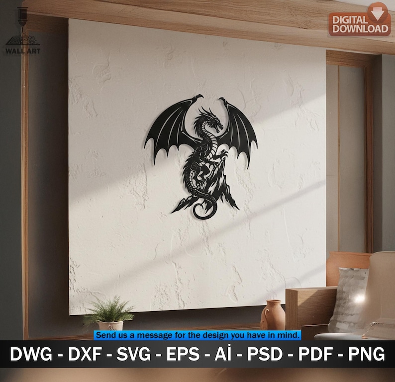 Dragon Wall Art SVG DXF (digital Download) – CNC Laser Cut Metal Design ...