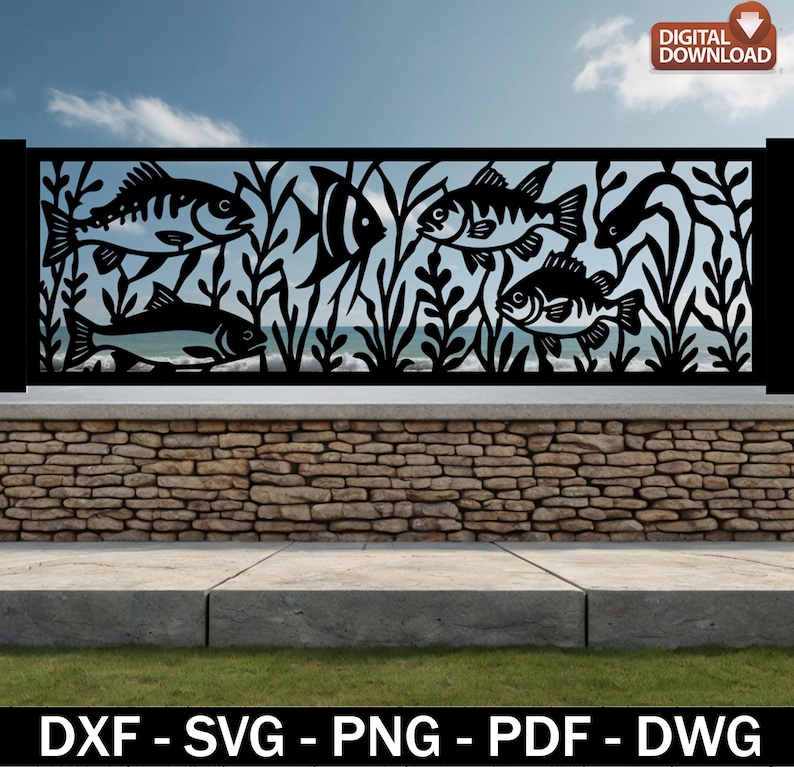 Fish Panel SVG DXF: Wildlife Vector Art for CNC Laser Cut (digital ...