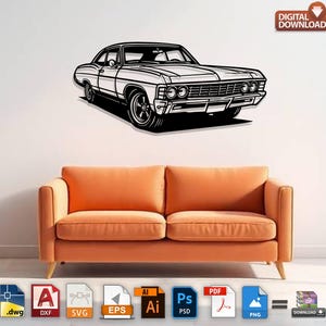 Impala 1967 Laser Cut Wall Art DXF & SVG File – Digital Download for ...