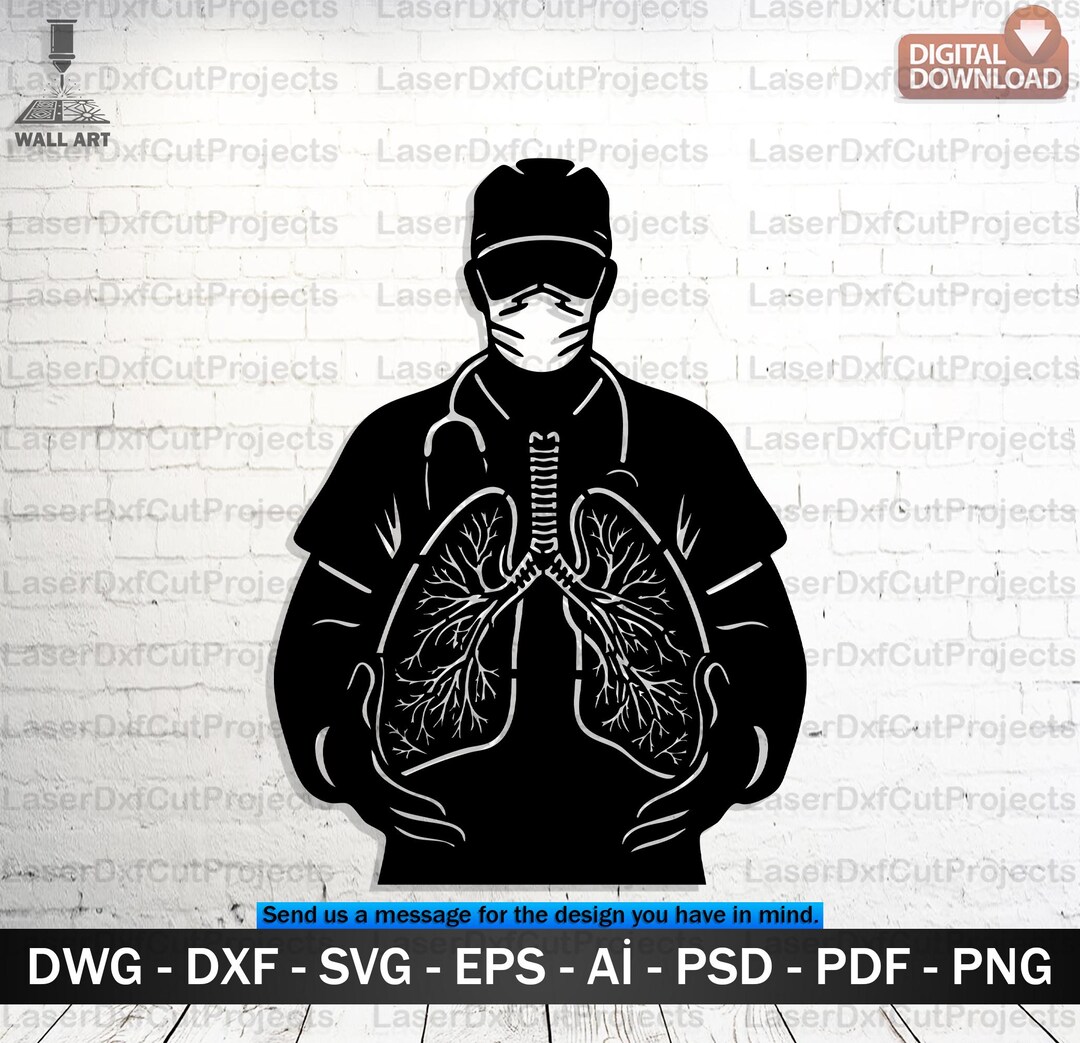 Anatomical Lung DXF File Pulmonologist Vector for CNC Laser & Engraving ...